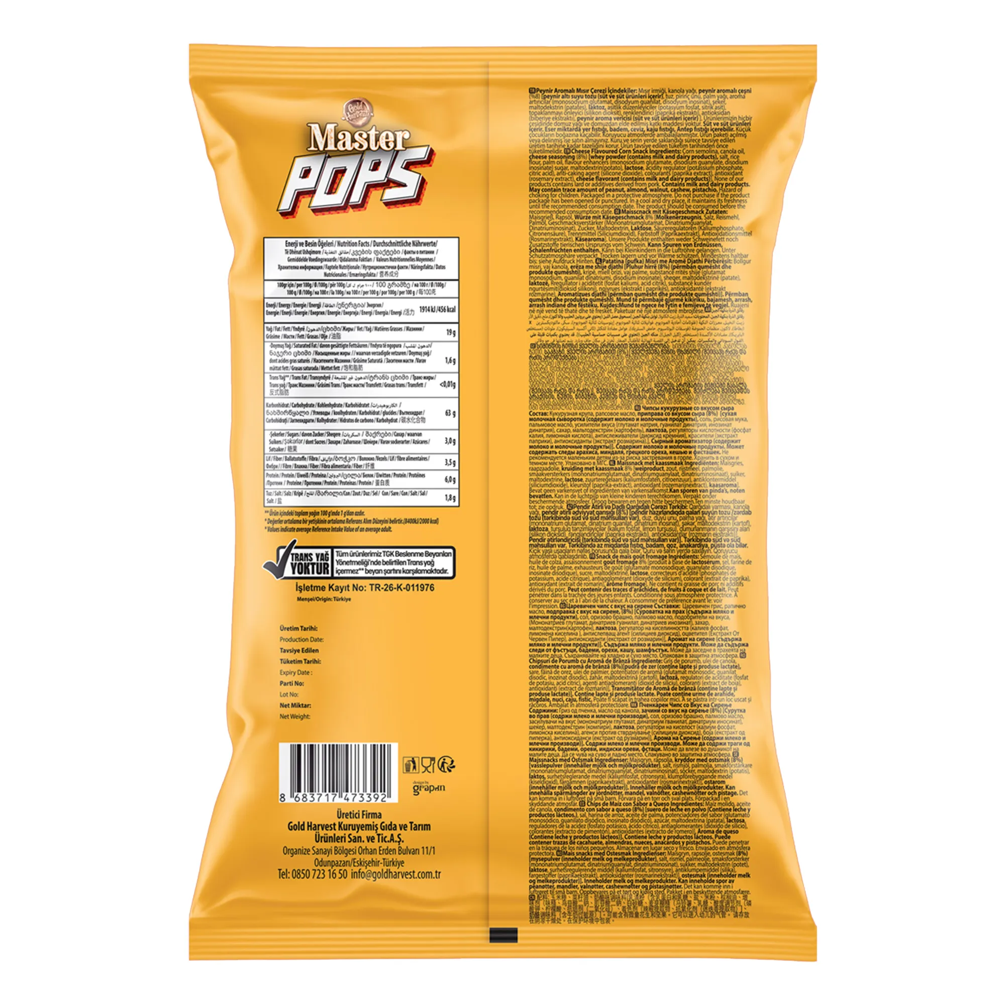Master Pops Peynir Çeşnili Mısır Çerezi